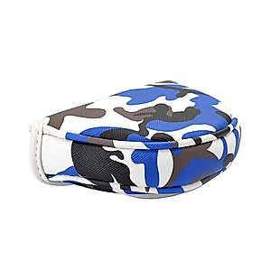 GOOACTION Camo Blue Golf Small Mallet Putter Head Cover Magnetic Closure Camouflage Print Synthetic Leather Mini Putters Club Headcover Protector
