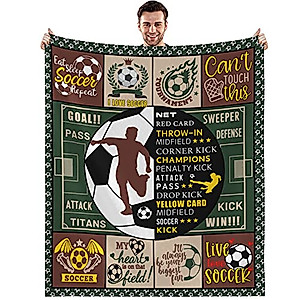 Soccer Lover Gifts, Soft Warm Soccer Blanket, Soccer Gifts for Boys Men, Soccer Gifts Blanket for Soccer Players, Soccer Throw Blanket for Couch Bed, Unique Gifts for Soccer Lovers 50"X60"