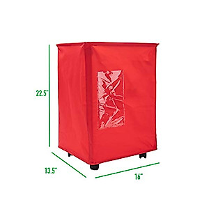 Mind Reader 65 Liter Rolling Laundry Hamper, Fabric Laundry Basket, Dirty Clothes Storage, Bathroom, Bedroom, Closet, Laundry Room, Red