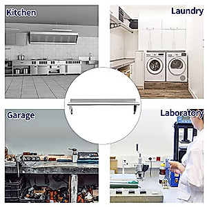 BIEAMA 2PCS 12"×48" Stainless Steel Wall Shelf, NSF, Commercial Wall Mount Floating Shelving for Restaurant, Kitchen and Hotel