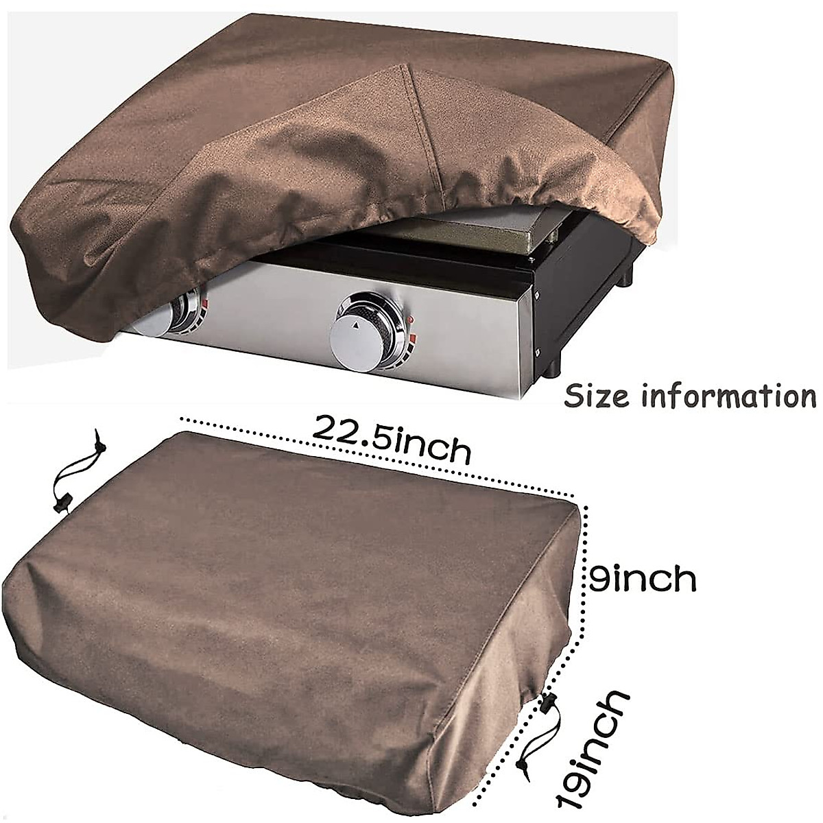 22Inch Grill Cover,Griddle Cover for Blackstone 22In Griddle -Brown 420D Oxford with Silver Liner Heavy Duty Waterproof Canvas Flat Top Gas Grill Cover