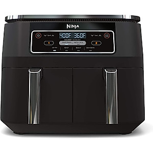 Ninja DZ100 Foodi 4-in-1, 8-qt., 2-Basket Air Fryer with DualZone Technology, DZ100 8-qt BLACK (Renewed)