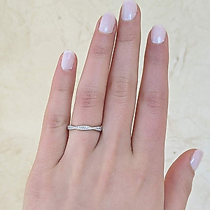 TwoBirch 18k White Gold Microplated 4 Piece Ring Set with Cubic Zirconia Stacking Ring Set (925 Silver, Sizes 9)