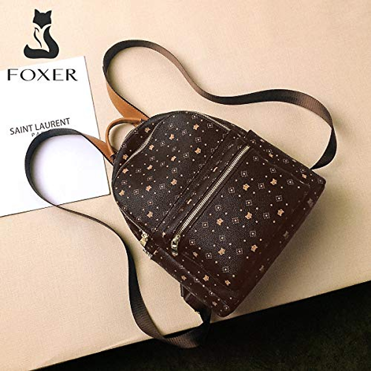 PVC Printing Leather Backpack for Women Women's Fashion Backpack with Adjustable Shoulder Strap Ladies Travel Rucksack, Brown1, One Size