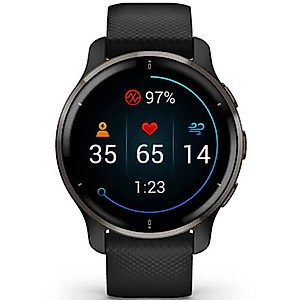 Garmin 010-02496-01 Venu 2 Plus GPS Smartwatch, Slate Bezel with Black Silicone Band Bundle with Premium 2 YR CPS Enhanced Protection Pack and Tech Smart USA Fitness & Wellness Suite