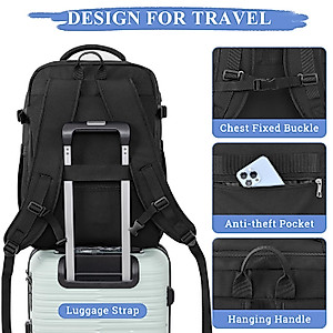 Sinaliy Personal Item Backpack, 40L Large Travel Backpack for Women Men, Waterproof Carry on Backpack for College, Business, Work