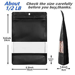 BAAGGNAA 110 Pack Stand up Matte Metallic Ziplock Bags with Clear Front Window Heat-Sealable Resealable Solid Color Pouches for Food Storage Containers Organizer(Black,6.3 * 9.4 inch,Pack of 110)