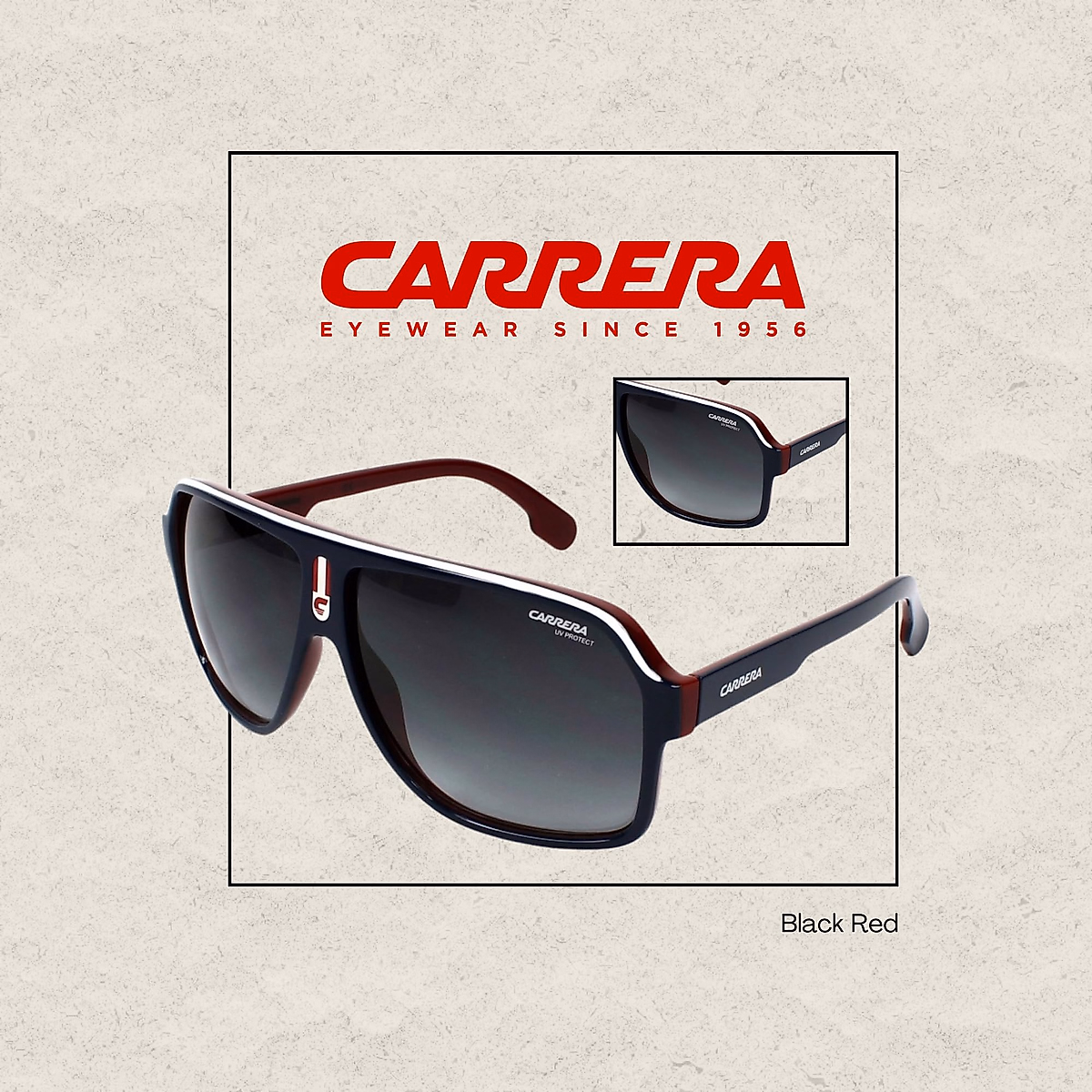Carrera CA1001/S 08RU/9O 62M Blue Red/Dark Gray Gradient Plastic Aviator Sunglasses For Men For Women + BUNDLE with Designer iWear Eyewear Kit