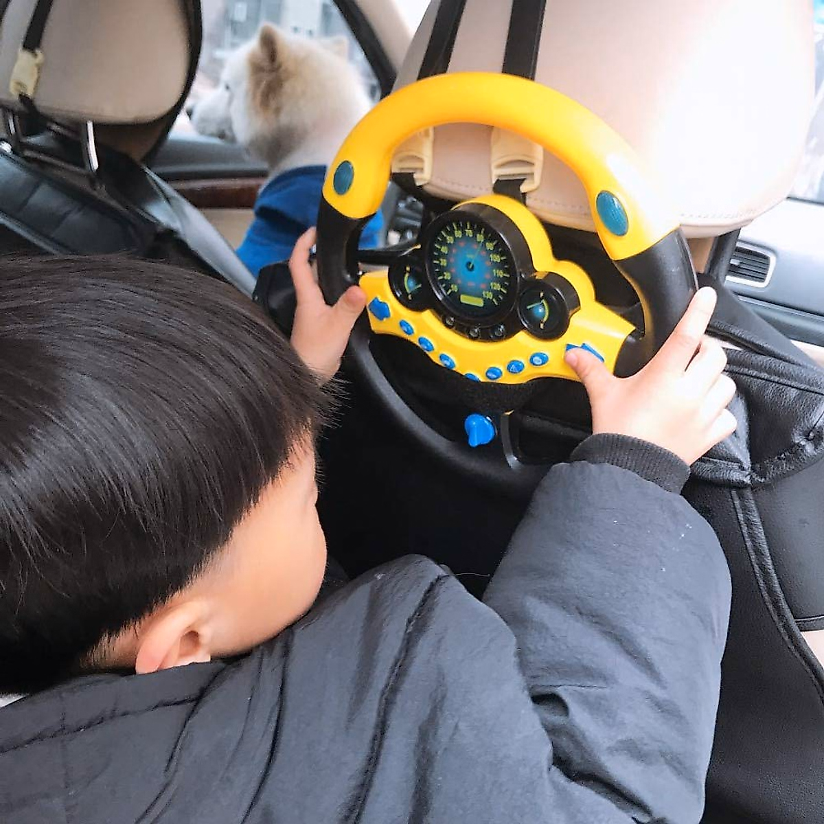 Coherny Simulated Driving Controller Portable Simulated Driving Steering Wheel Copilot Toy Children's Educational Sounding Toy Small Steering Wheel Toy Gift Funny Interactive Driving Wheel with Music