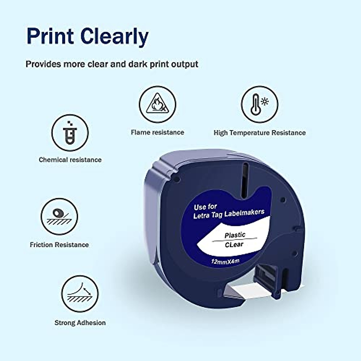 ISTAR Compatible Label Tape Replacement for Dymo Letratag Refills Paper 91330 10697 (S0721510) to use with Label Maker LT-100H LT-100T, 0.47 Inch (12mm) x 13.1 Feet (4m), Black on White, 7-Pack