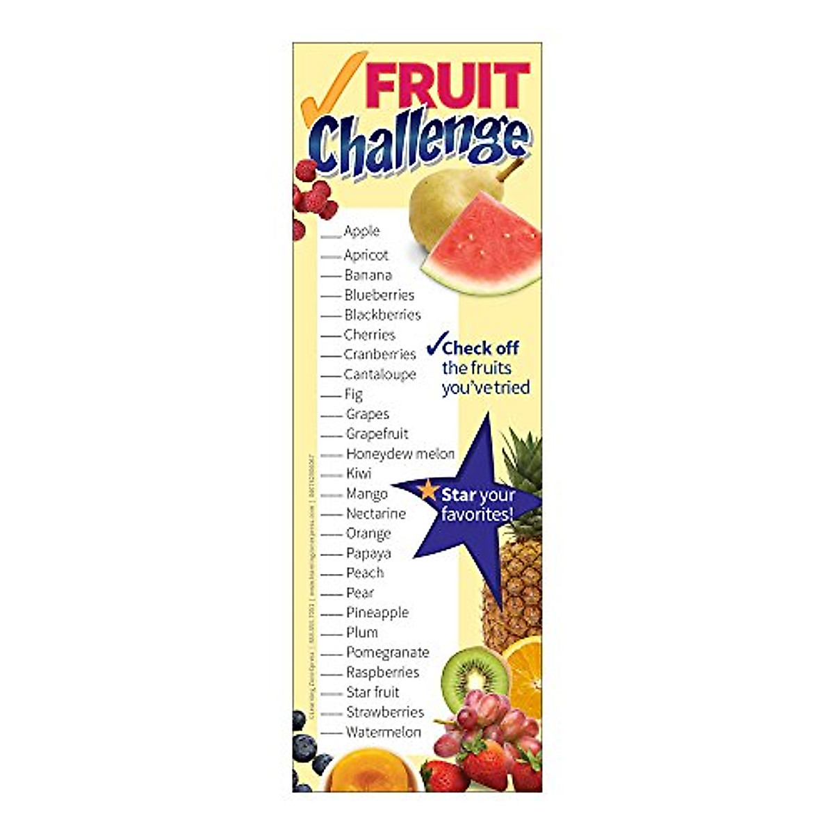 100 Fruit and Vegetable Bookmarks for Kids | Fruit and Veggie Challenge Bookmarks | 2 ½” x 7 ½”, 100 per Package, 2-Sided