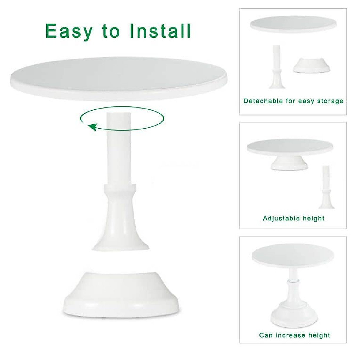 Distlety White Cake Stand 10 inch Round - Cupcake Stand - Metal Cake Holder Stand for Wedding Reception Birthday Party Graduation Ceremonies Family Gatherings and Other Events