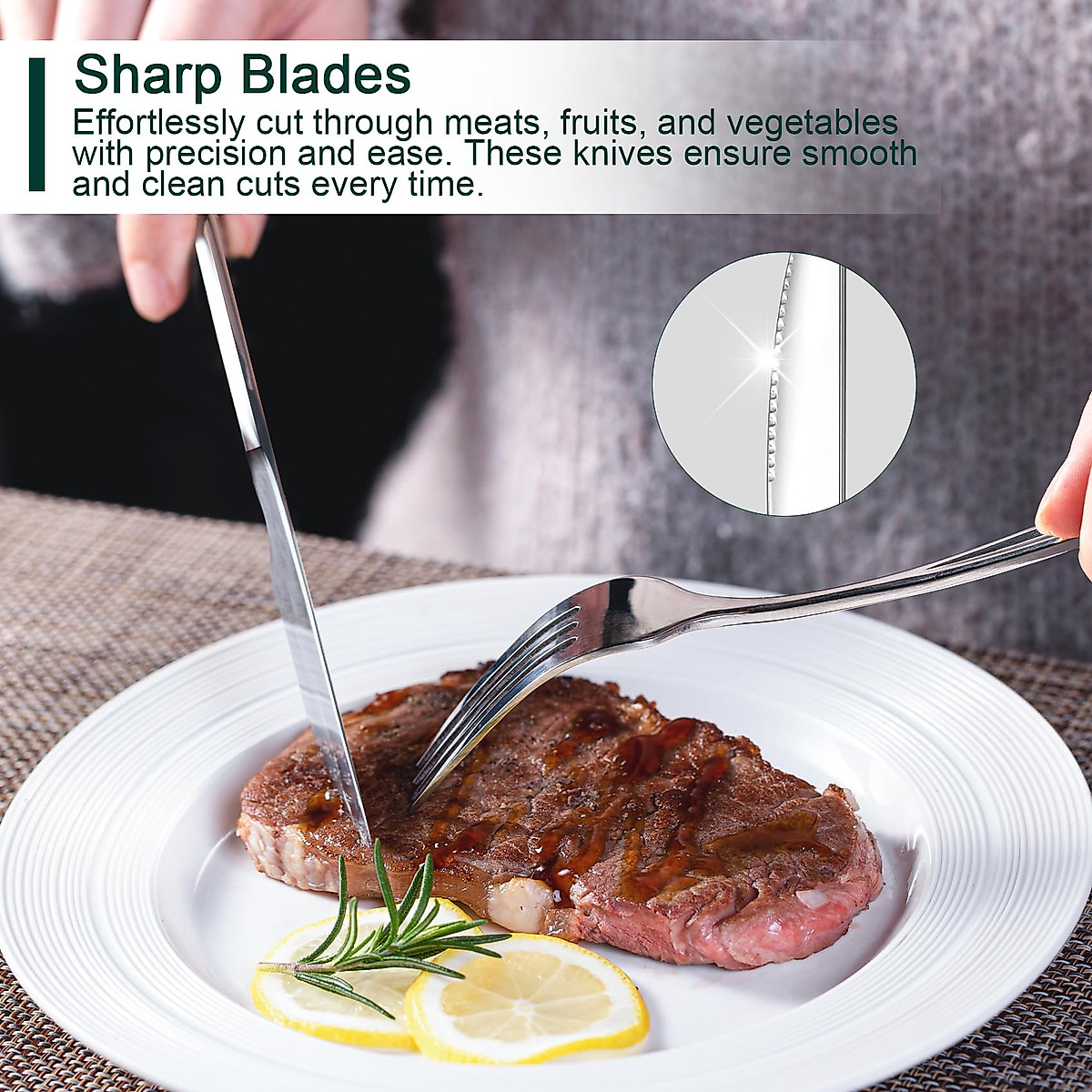 SOLEADER Silverware Set 6 Piece,Stainless Steel Flatware Set,Tableware Cutlery Set, Knives,Spoons and Forks Set,Kitchen Utensils Set with Mirror Polished,Dishwasher Safe