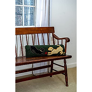 Chandler 4 Corners Artist-Designed Playing Lab Pals Hand-Hooked Wool Decorative Throw Pillow (8” x 24”) Dog Pillow for Couches & Beds - Easy Care & Low Maintenance - Labrador Lumbar Pillow