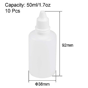 uxcell Plastic Dropper Bottle, 50ml/1.7oz Small Mouth Drop Bottles Empty Squeezable Liquid Dropper Bottle 10pcs