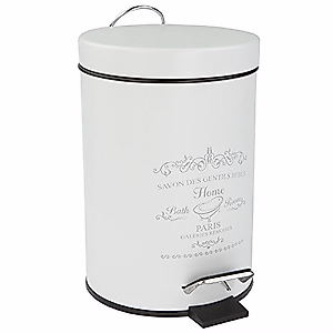 Home Basics Paris Collection Bathroom Accessories, Office, Bedroom, Decorative Waste Basket With Stylish Accent Decor To Complement Any Bathroom (3 Liter Waste Bin)