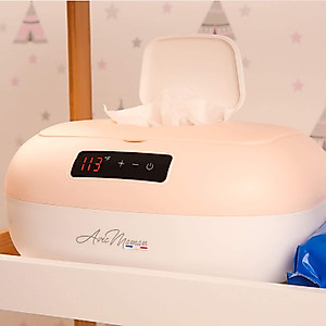 Avec Maman La Caresse Baby Wipe Warmer - Baby Essentials for Girls - Wet Wipe Dispenser - Adjustable Heat Settings Digital Display - Pink - Calentador de Wipes para Bebes - Ideal for Baby Shower
