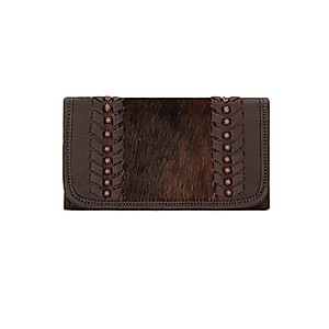 American West Leather Ladies' Cow Town Chocolate with Hair-Fold Wallet