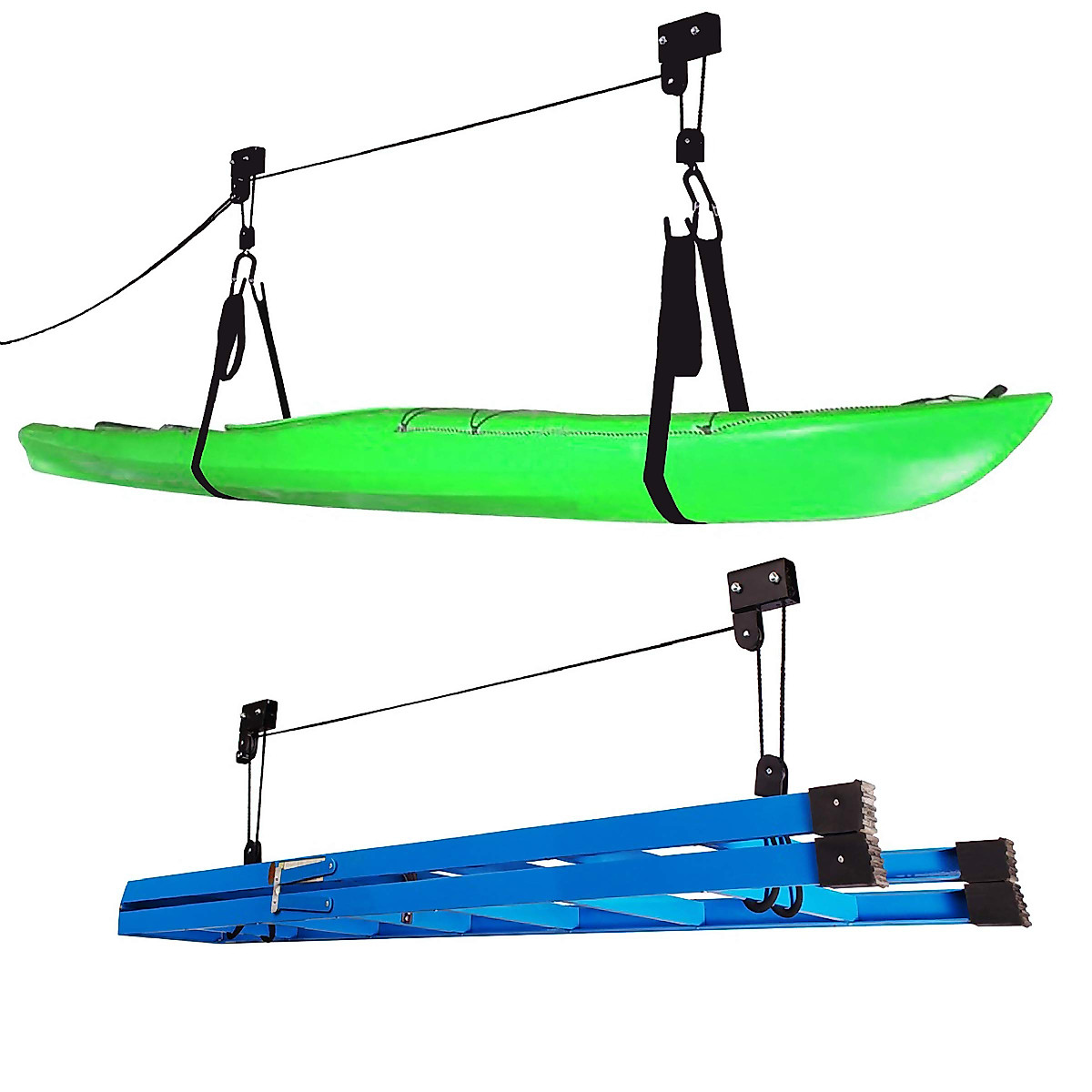 Kayak Hoist - Overhead Garage Storage - Pulley System with 125lb Capacity for Kayak, Canoe, or Bicycle by Bike Lane