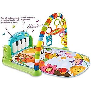 JODIYAAH Baby Gym 3-in-1 Activity Play Mat, Kick and Play Piano Gym with 5 Infant Learning Sensory Baby Toys, Musical Boy & Girl Gifts for Newborn Baby 0+ Months, Baby Play Gym Activity Mat