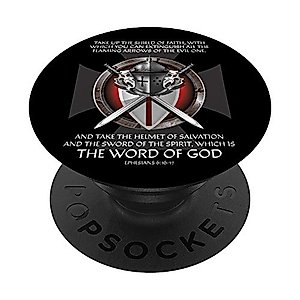 Christian Bible Verse Gifts Men Husband Him Cross Armor God PopSockets Swappable PopGrip