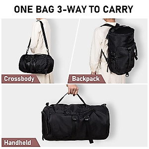 Small Gym Bag for Men and Women, Black Gym Backpack with Shoe Compartment, Weekender Backpack, Workout Bag for Exercise, Travel Duffle Backpack for Cycling, Swiming, Camping