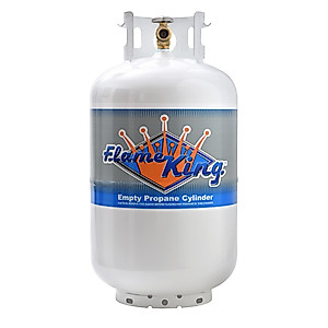 Flame King YSN-301 30 Pound Steel Propane Tank Cylinder with Type 1 Overflow Protection Device Valve DOT and TC Compliant, White