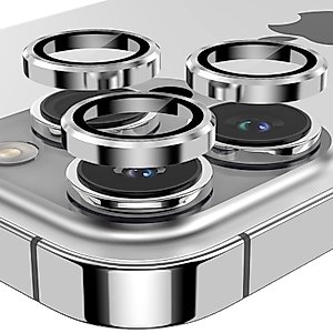 YWXTW Designed for iPhone 14 Pro Max Camera Lens Protector, for iPhone 14 Pro Camera Lens Protector, Individual Metal Anti Scratch HD Clear Case Friendly Tempered Glass Camera Cover, 1 Set (Silver)