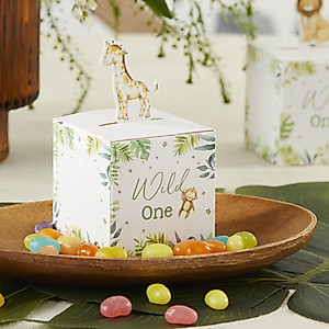 Kate Aspen Safari Baby Favor Box/Party Goodie Bag/Take Home Gift (Set of 24) Perfect for Jungle Animal Baby Showers & Birthdays