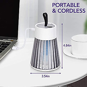Bug Zapper Mosquito Zapper & Fly Zapper Portable Indoor Bug Zapper LED Fly Trap Electronic Fly Zapper Indoor Mosquito Trap Ideal for Fly Traps Indoors Super-Fast Electric Bug Zapper（Grey）