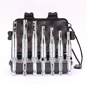 GORCHEN Center Drill Bit Set Self Centering Hinge Hole Drilling Tool Kit Woodworking Hinge Drilling Assortment 5 Sizes 7 Pcs