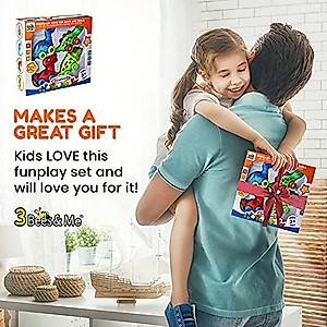 3 Bees and Me Dinosaur Car Toys for Kids - 4-in-1 Pack - Fun Toddler Dinosaur Toy Set for Kids - Dinosaurs with Wheels Birthday Party Toy - Christmas, Birthday Gift for Boys and Girls, Age 3 and Up