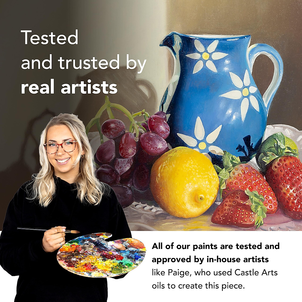 Castle Art Supplies 24 x 12ml Oil Paint Set | Great Value Set for Adult Artists, Beginners and Advanced | Vibrant Variety of Smooth-to-use Colors | In Impressive Presentation Box With Tutorial