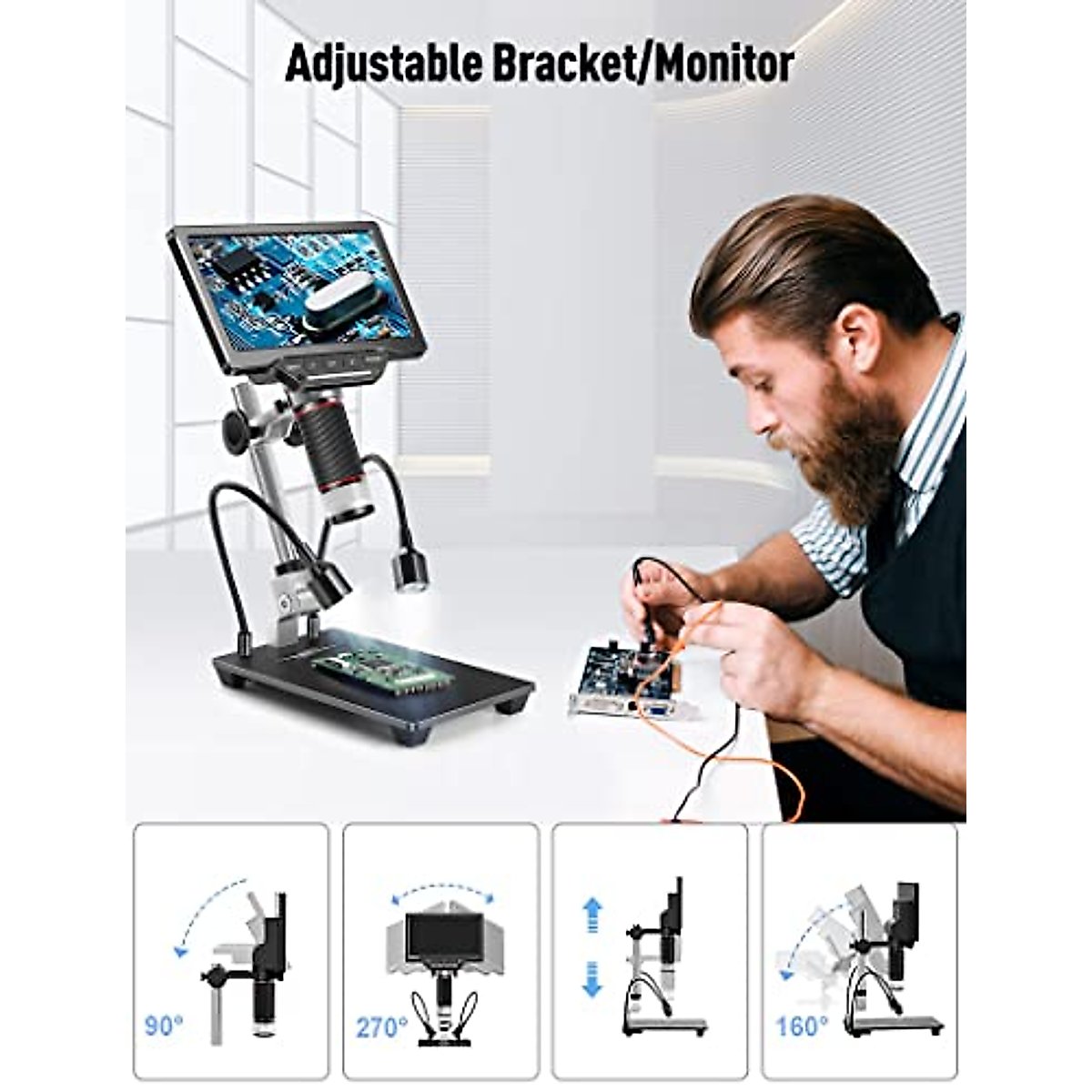 Dcorn 10" HDMI LCD Digital Microscope 1500X,Coin Microscope for Adults with 16MP Camera Sensor,Soldering Microscope with LED Lights Touch Control,TV/Windows/Mac Compatible,Gift with Coin Guidebook