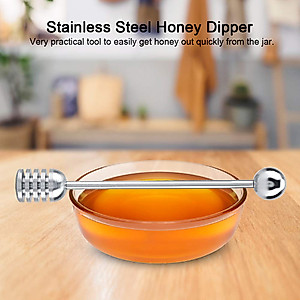 Honey Dipper Sticks, Solid Stainless Steel Honey and Syrup Dipper Stick Long Handle Honey Spoon Stirrer Mixing Tool for Honey Pot Jar Containers honey jar