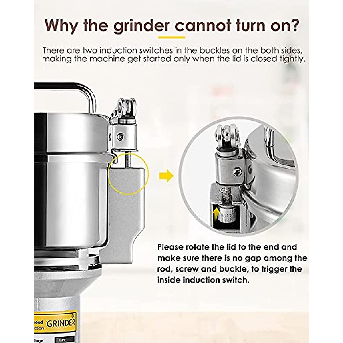 CGOLDENWALL 300g High-Speed Electric Grain Grinder Mill Stainless Steel for Commercial Spice Grinder Pulverizer for Dried Cereals Grains Spices Herbs 110V Gift for Mom/Wife