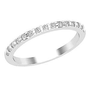 Dazzlingrock Collection Round Lab Grown White Diamond Single Row Stackable Wedding Band for Her (0.22 Ctw), in 925 Sterling Silver, Size 5