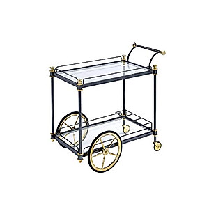 ACME Cyrus Serving Cart - - Black/Gold & Clear Glass