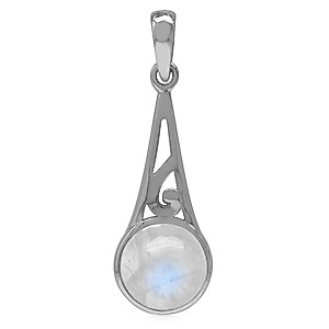 Silvershake 9mm Natural Round Shape Moonstone White Gold Plated 925 Sterling Silver Filigree Swirl Pendant