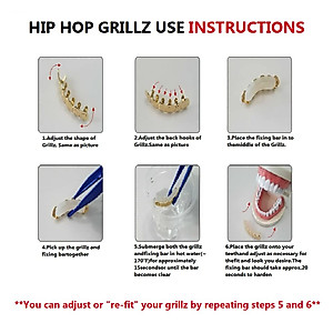 Psivika 2PC Gold Plated with Diamond Round Single Grillz Cap for Your Teeth Grillz Men Women Hip Hop Jewelry Gift (Silver)