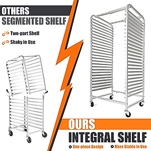 HECASA Adjustable Bun Pan Rack 25 Tier with Brake Wheels, Bakery Sheet Rack for Foodservice, Kitchen,Restaurant, Pizzeria, Hotel, Home, Aluminum, 24.72" L x 20.5" W x 58''H