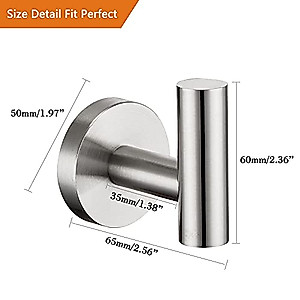 Kangdesi Bathroom Wall Towel Hooks, Coat Robe Clothes Hook (2 Pack), SUS304 Stainless Steel Brushed Hook Modern Wall Hook Holder for Kitchen Garage Hotel Wall Mounted