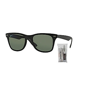 Ray-Ban RB4195 WAYFARER LITEFORCE 601S9A 52M Matte Black/Green Polarized Square Sunglasses For Men For Women + BUNDLE with Designer iWear Eyewear Kit