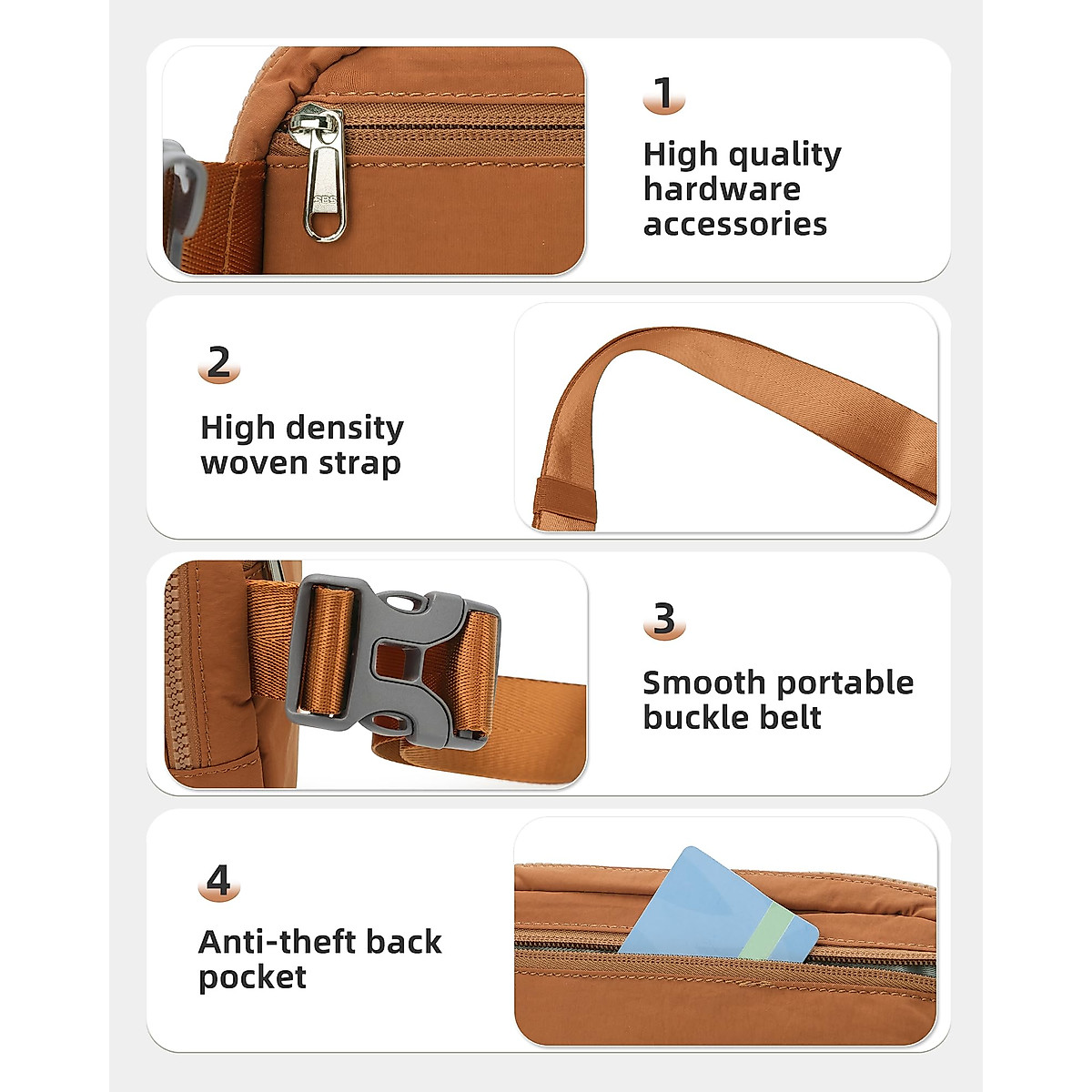 fanny pack,crossbody bags for women trendy,mini belt bag,fashion waistpacks,sling bag for men,waist bag,for Workout Running Traveling Hiking,brown