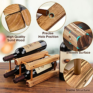 IWNTWY Wine Racks Countertop, 12 Wine Bottle Holder Stand, Freestanding Floor Wine Storage Shelf, DIY Assembly Wooden Wine Rack Water Bottle Organizer for Home Kitchen Cabinet Bar Wine Gifts