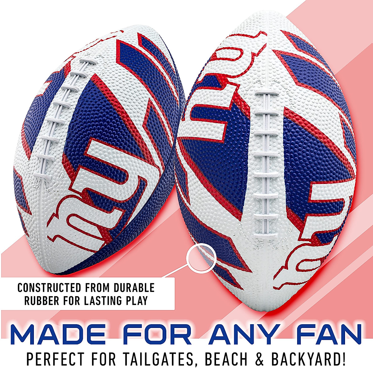 Franklin Sports NFL New York Giants Football - Youth Football - Mini 8.5" Rubber Ball - Perfect for Kids - Team Logos and Colors