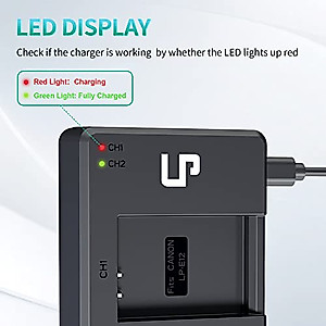 LP-E12 Battery Charger Pack, LP 2-Pack Battery & Dual Slot Charger, Compatible with Canon EOS M200, M100, M50, M50 Mark ii, M10, M2, M, Rebel SL1, 100D, PowerShot SX70 HS, Kiss M, Kiss X7 & More
