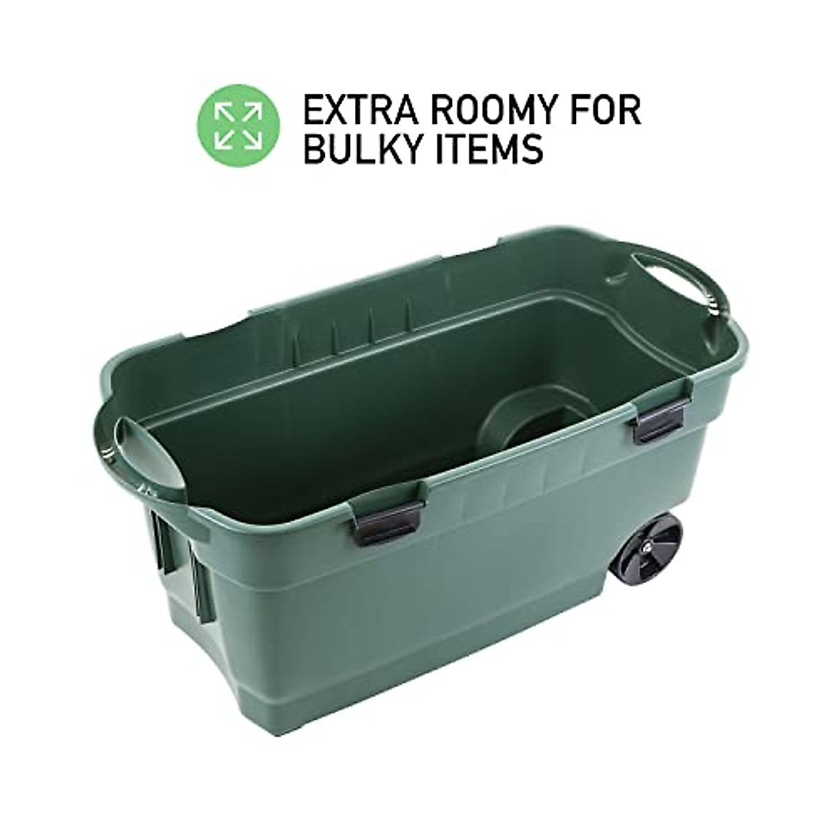 Rubbermaid ECOSense Wheeled Storage Totes, 40 Gal Pack of 2, Durable and Reusable Bins with Latching Lids for Garage or Home Organization, Made From Recycled Materials