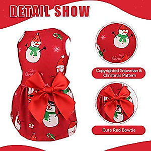 Dog Christmas Dress Dog Christmas Costumes Girl Snowman Stretchy Dog Dress Funny Dog Costumes Puppy Clothes with Bowtie Dog Outfit for Small Dogs Cats Puppy(S)