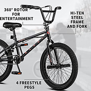 AVASTA Kids Bike 20 Inch BMX Freestyle Bicycle for 6 7 8 9 10 11 12 13 14 Years Old Boys, Freewheel Kids Bike with 360 Gyro Rotor/4 Pegs/Handbrake/Rear U-Brake, Black Red